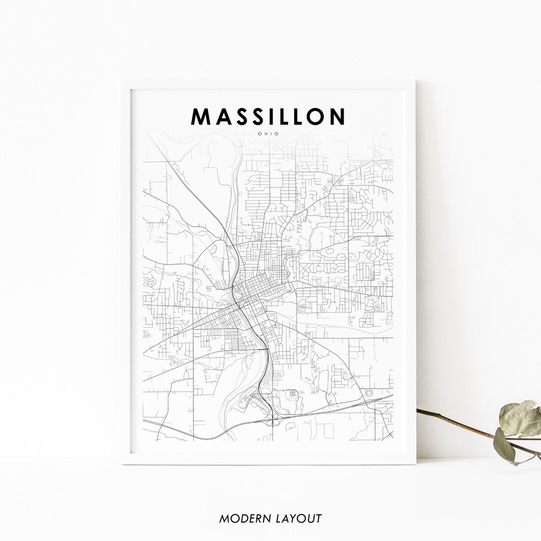 Massillon OH Map Print, Ohio USA Map Art Poster, Canton Stark, City ...