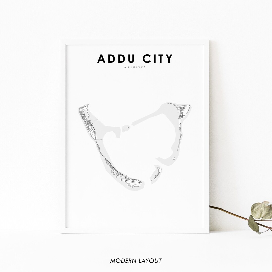Addu City Maldives Map Print, Map Art Poster, City Street Road Map ...