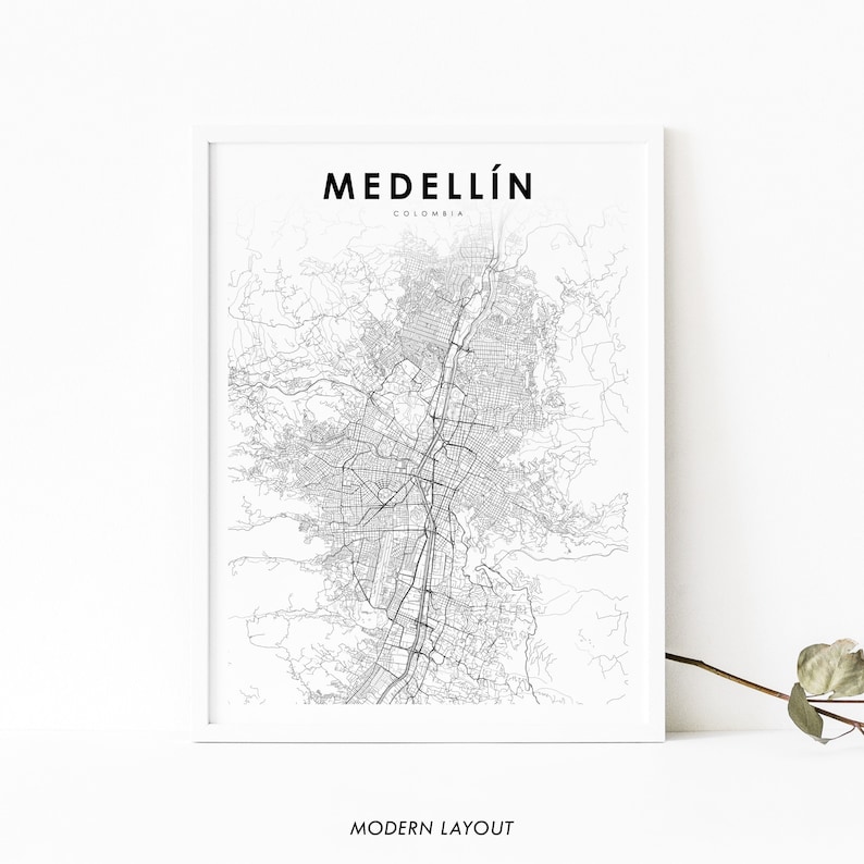Medellin Colombia Map Print Medellín Map Art Poster City | Etsy