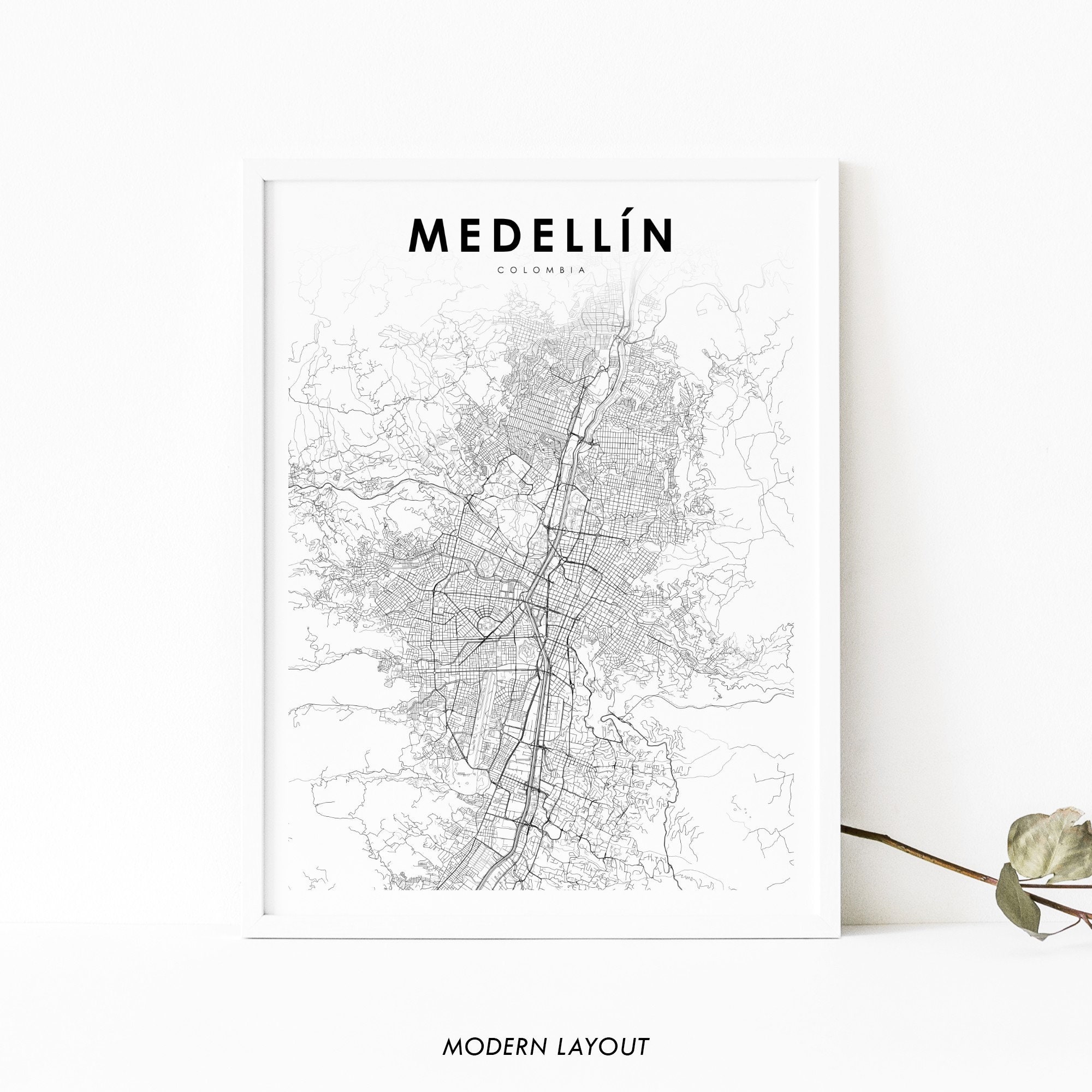 Medellin Colombia Map Print, Medellín Map Art Poster, City Street Road ...