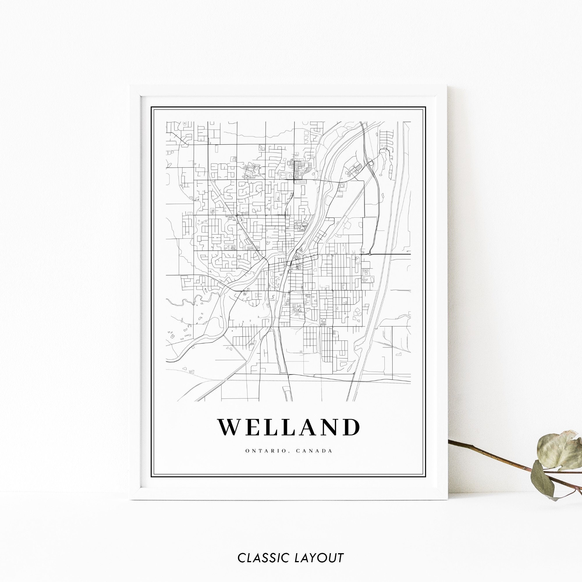 Home Décor Home & Living Welland Ontario Map Print Full Color Map ...