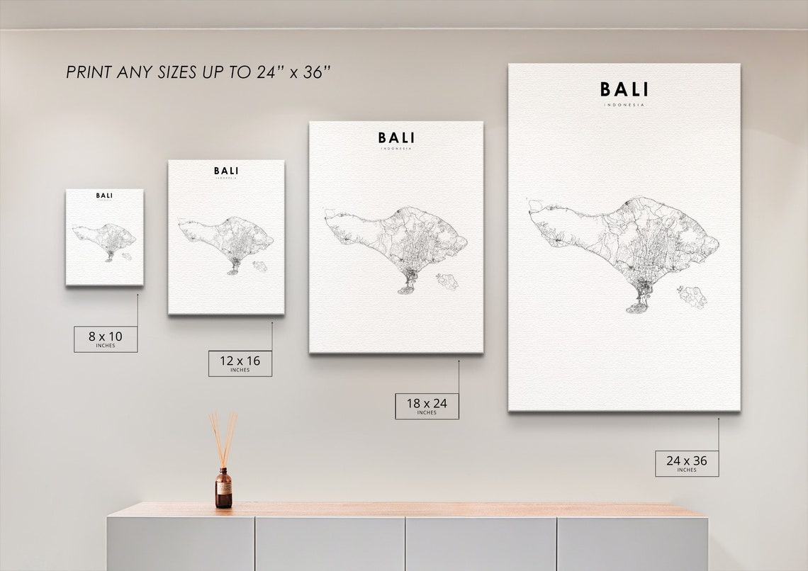 Bali Indonesia Map Print Road Map Art Poster Map Art - Etsy
