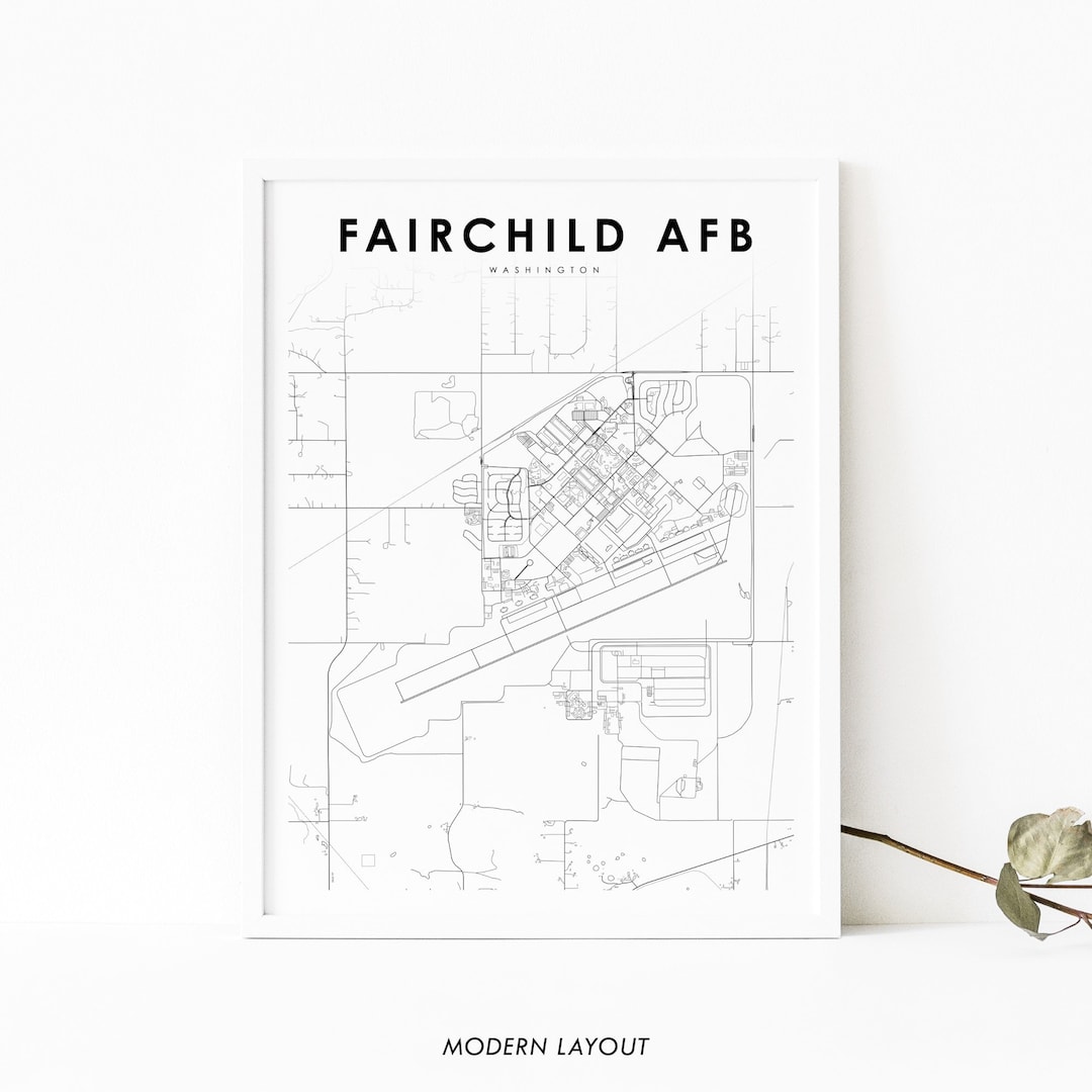 Fairchild AFB WA Map Print, Air Force Base Washington USA Poster ...