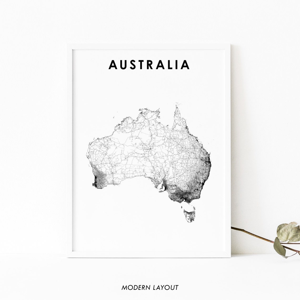Australia Map Print, Country Road Map Art Poster, Sydney Melbourne ...