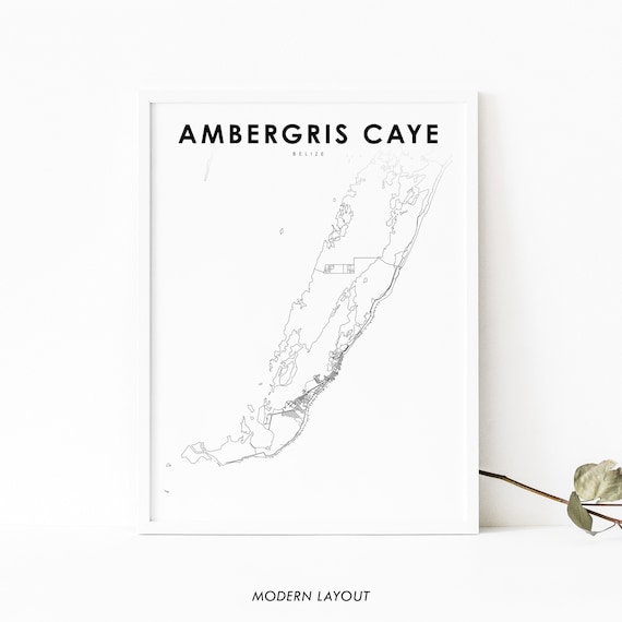 Ambergris Caye Belize Map Print Map Art Poster San Pedro - Etsy