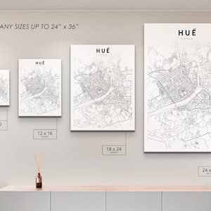 Hue Vietnam Map Print, Viet Nam Map Art Poster, Huế Thành Phố Huế, City ...