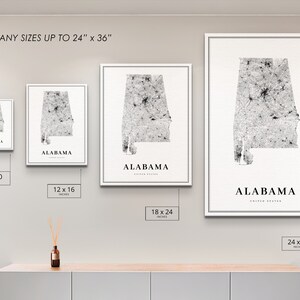 Alabama Map Print, State Road Map Print, AL USA United States Map Art ...