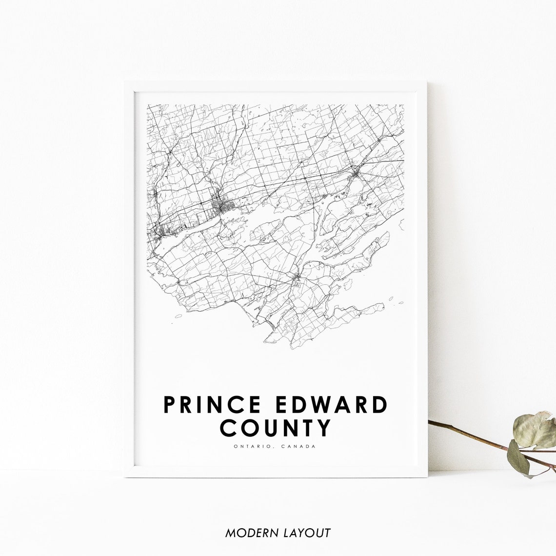 Prince Edward County Ontario Map Print, ON Canada Map Art Poster, City ...
