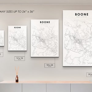Boone NC Map Print, North Carolina USA Map Art Poster, Watauga, City ...