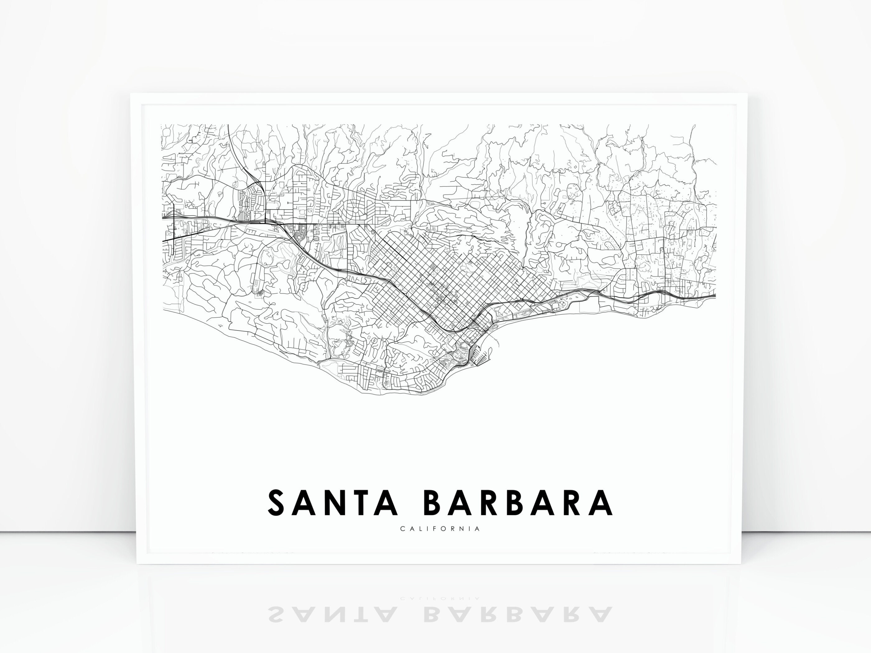 Santa Barbara CA Map Print California USA Map Art Poster | Etsy