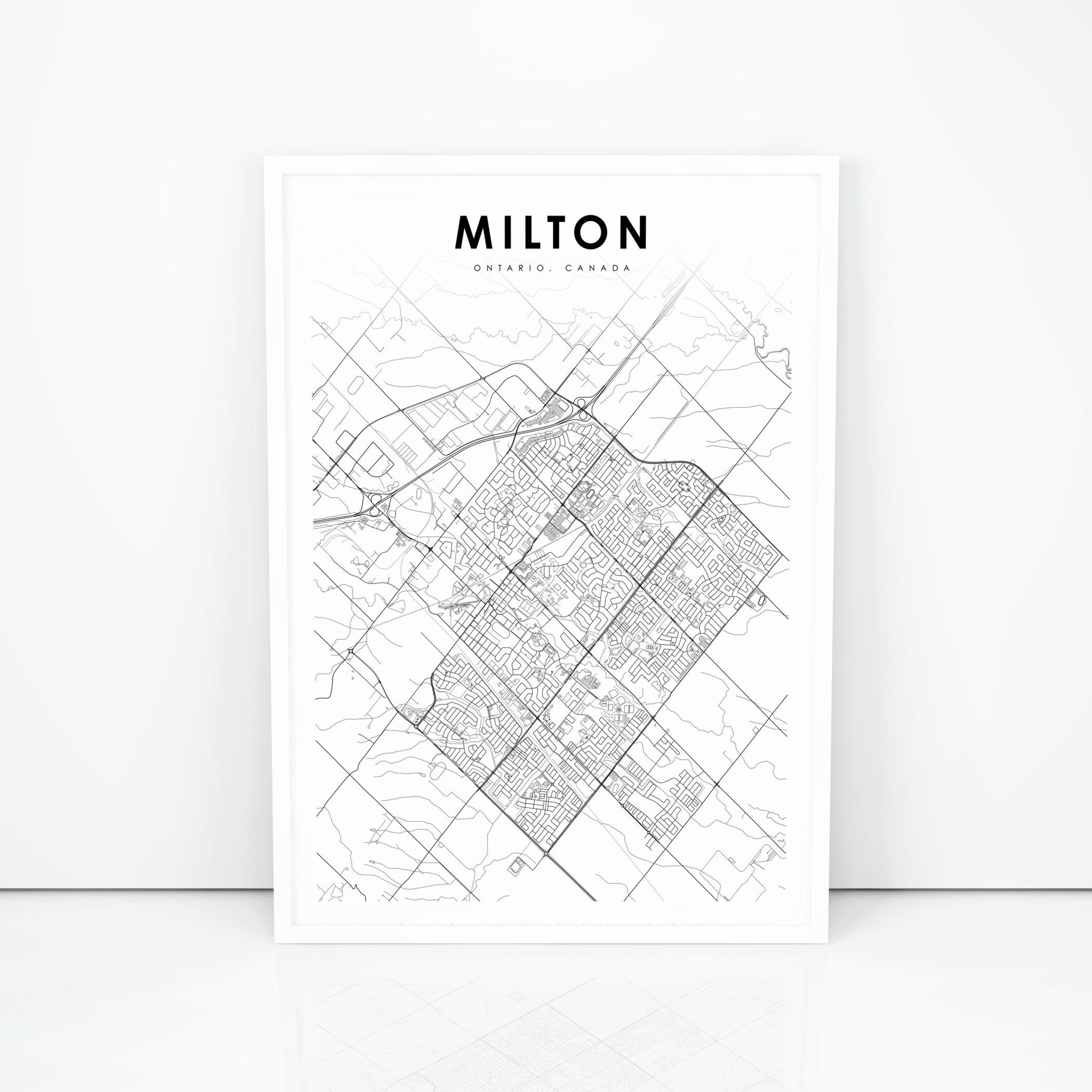 Milton Ontario Map Print ON Canada Map Art Poster City | Etsy