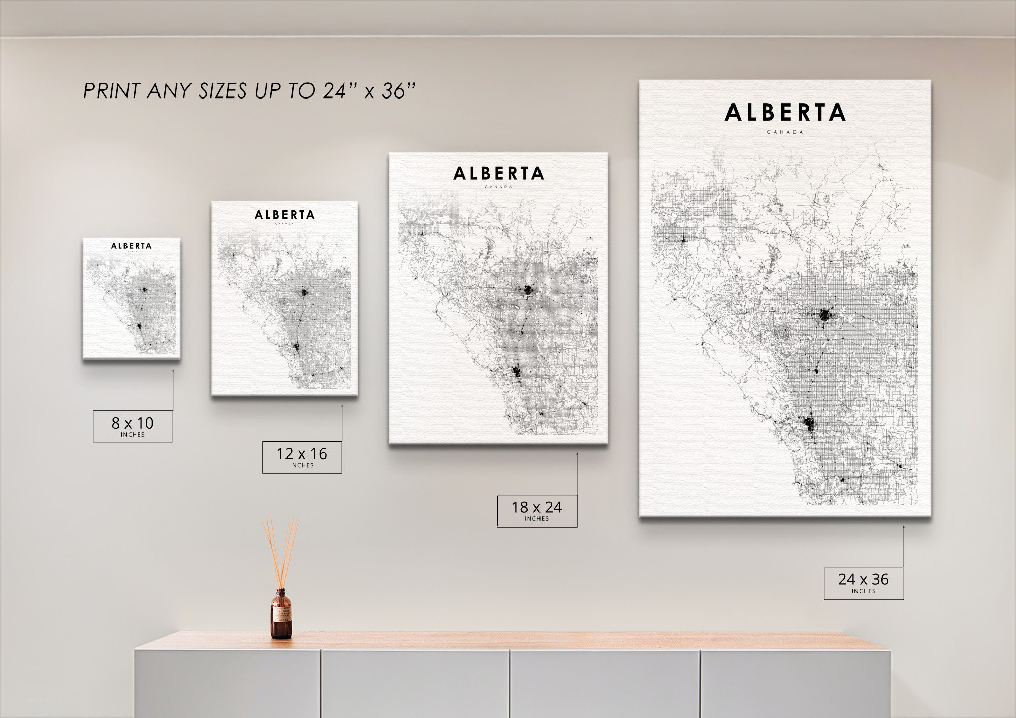 Southern Alberta Map Print AB Canada Road Map Print Calgary | Etsy