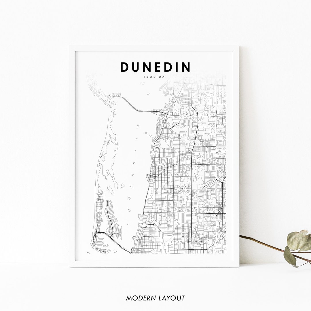 Dunedin FL Map Print, Florida USA Map Art Poster, Pinellas, City Road ...