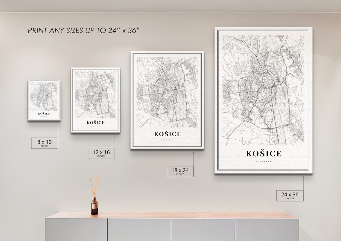 Kosice Slovakia Map Print, Map Art Poster, Košice Kassa Kaschau, City ...