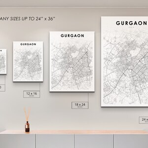 Gurgaon India Map Print, Gurugram Haryana Map Art Poster, New Delhi ...