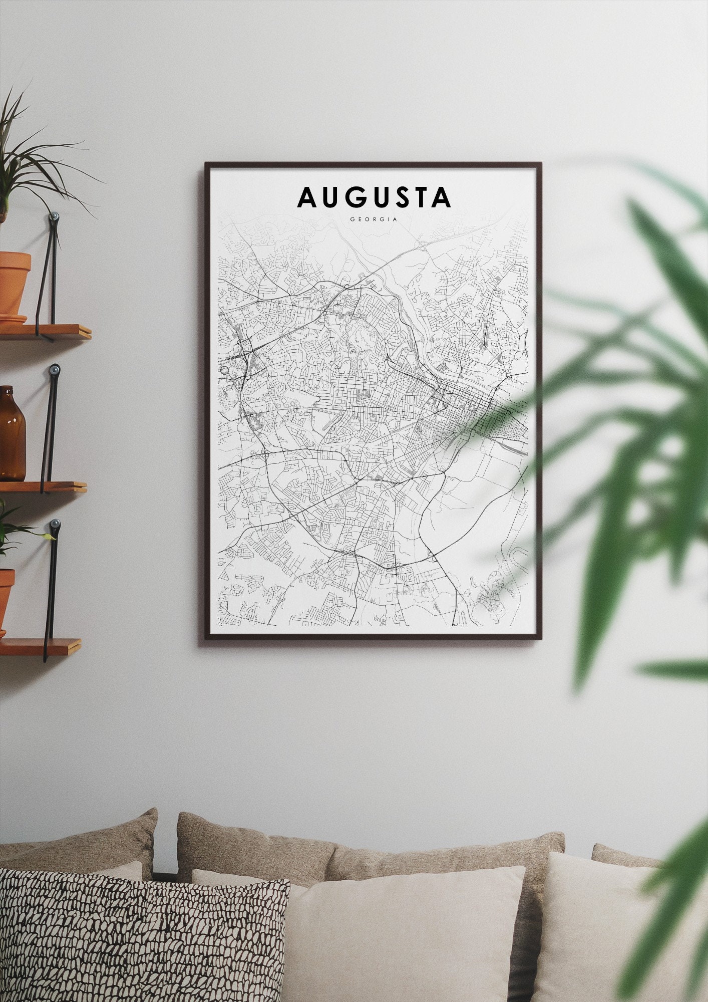 Augusta GA Map Print, Georgia USA Map Art Poster, City Street Road Map ...