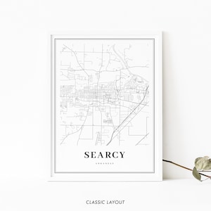 Searcy AR Map Print, Arkansas USA Map Art Poster, White County, City ...