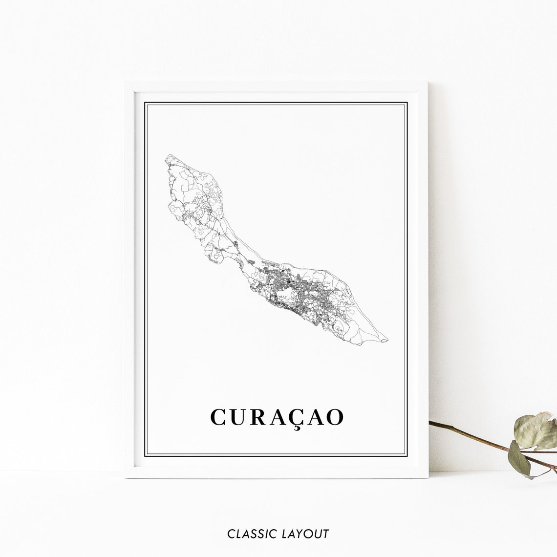 Curacao Map Print, Curaçao Road Map Poster, Willemstad Pais Kòrsou ...