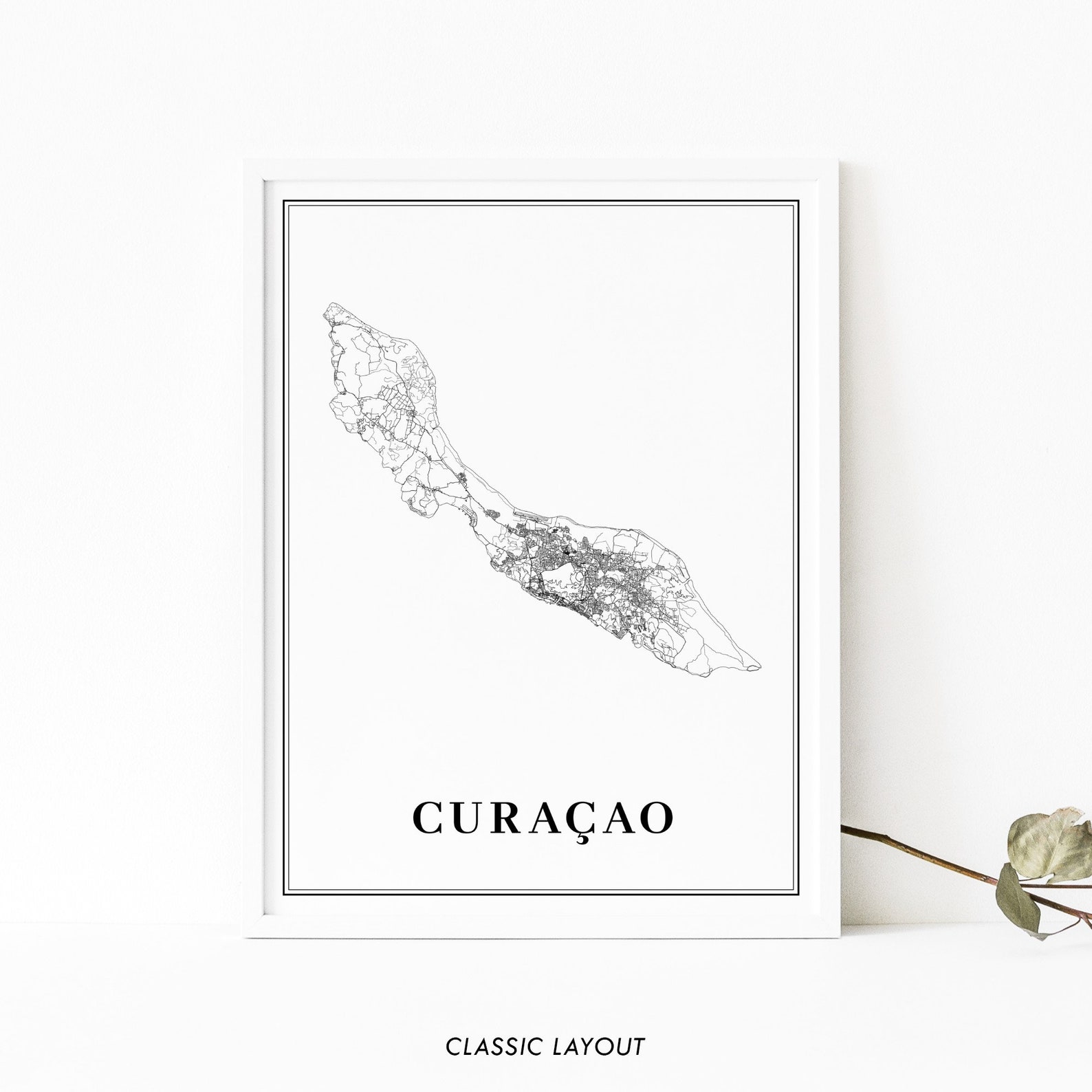 Curacao Map Print, Curaçao Road Map Poster, Willemstad Pais Kòrsou ...