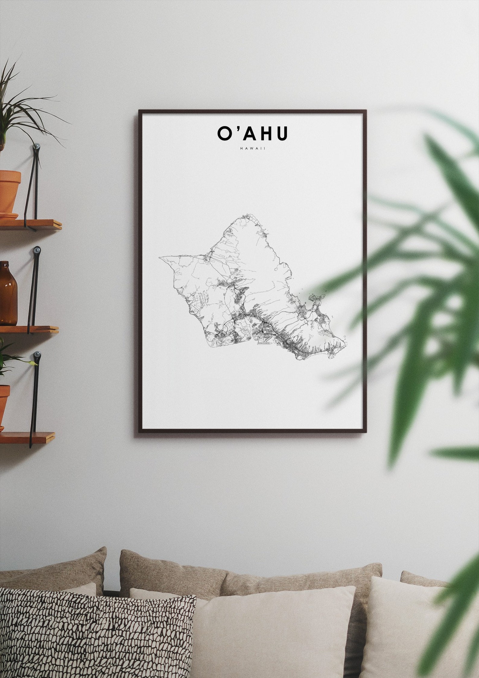 Oahu HI Map Print O'ahu Hawaii USA Map Art Poster - Etsy