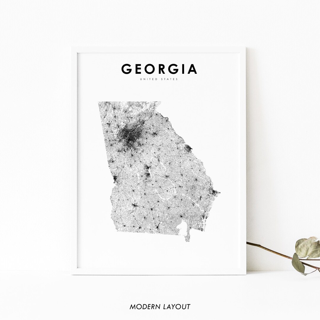 Georgia Map Print, State Road Map Print, GA USA United States Map Art ...