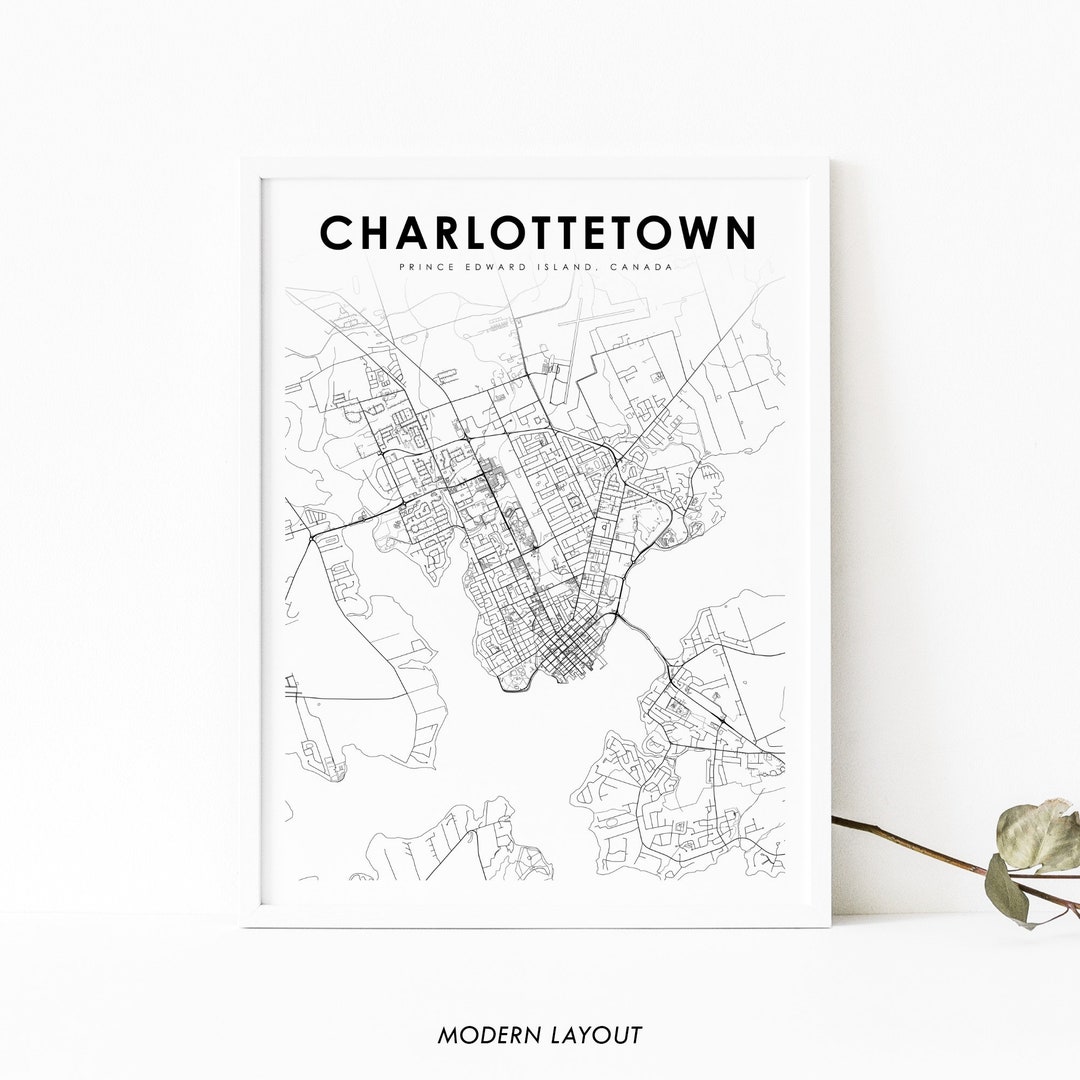 Charlottetown PEI Map Print, Prince Edward Island Canada Map Art Poster ...