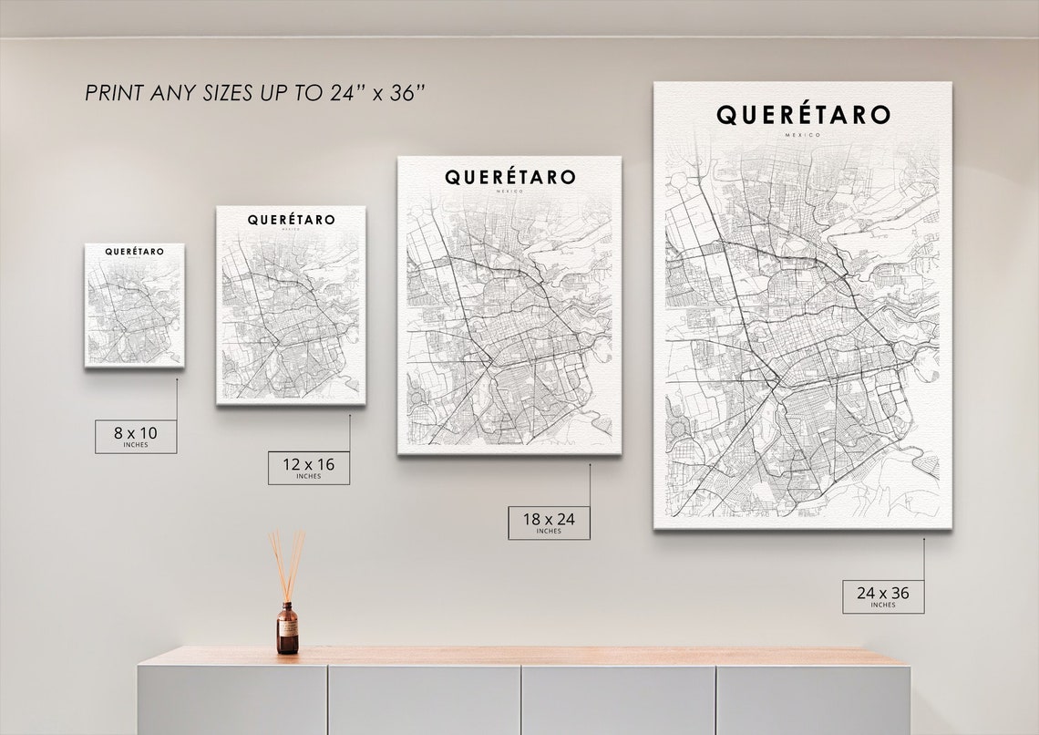 Queretaro Mexico Map Print, Map Art Poster, Santiago De Querétaro ...