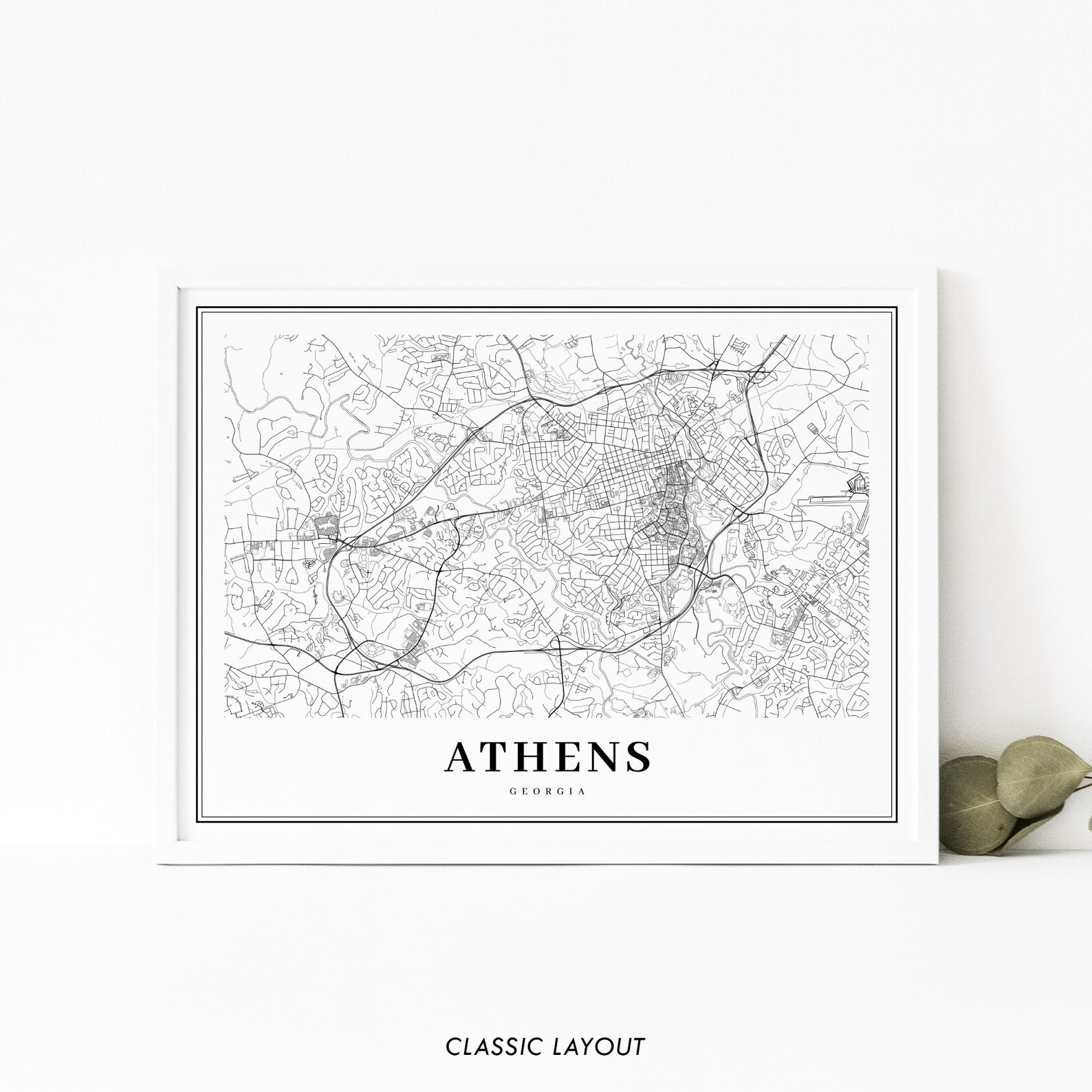 Athens GA Map Print Georgia USA Map Art Poster Athens-clarke - Etsy