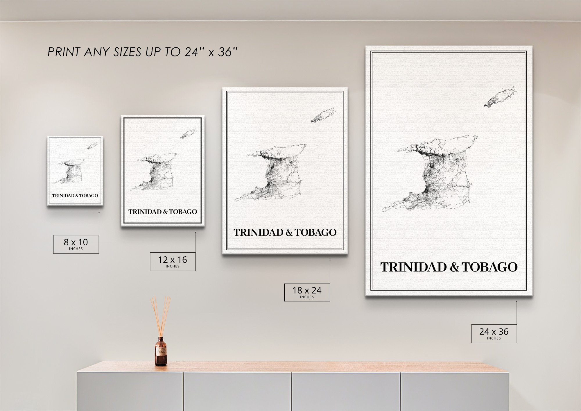 Trinidad and Tobago Map Print Road Map Poster Caribbean - Etsy