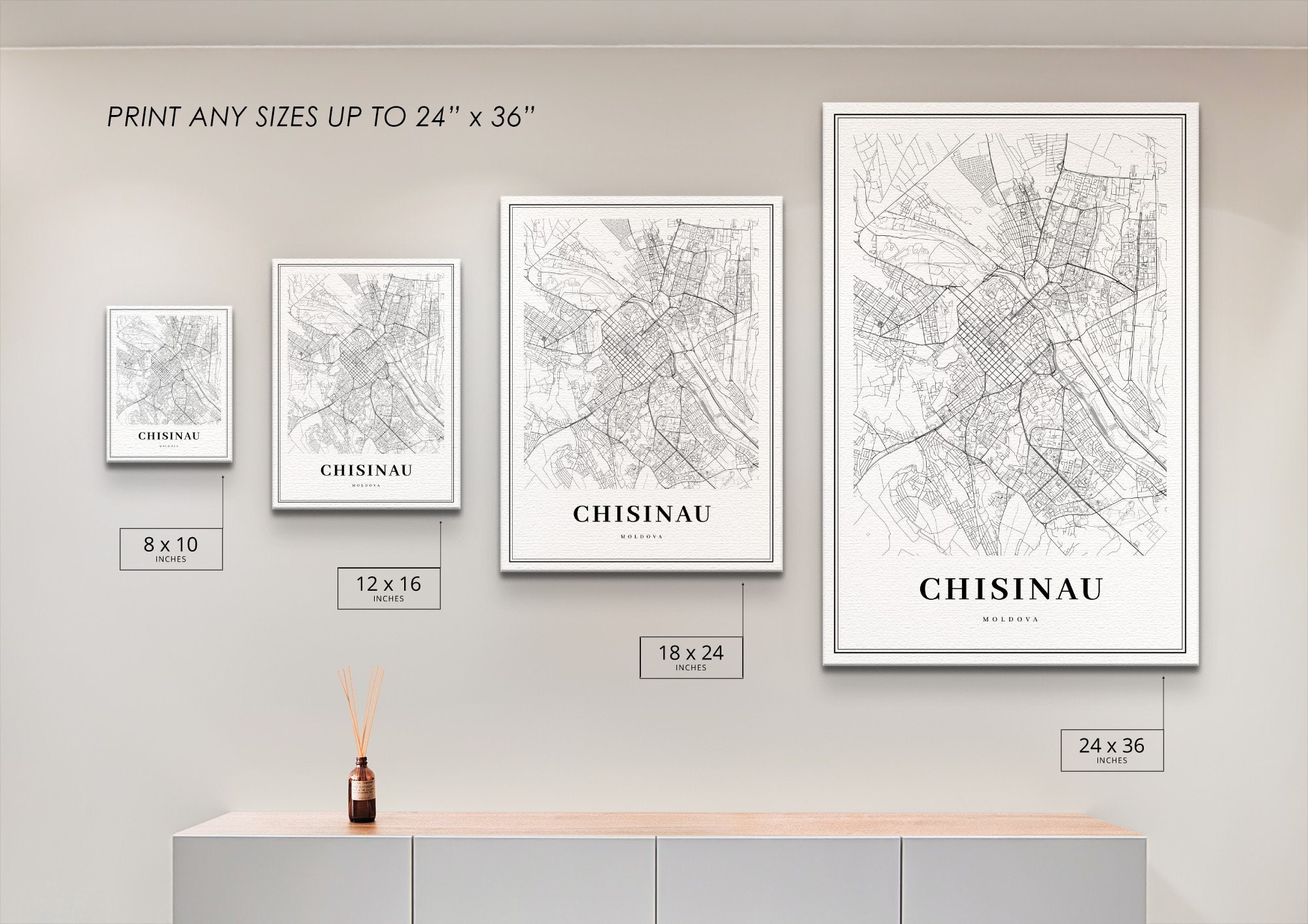 Chisinau Moldova Map Print, Map Art Poster, Chișinău Kishinev City Road ...