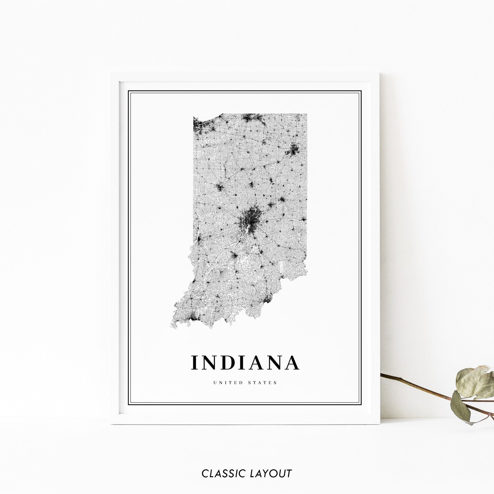 Indiana Map Print State Road Map Print IN USA United States | Etsy