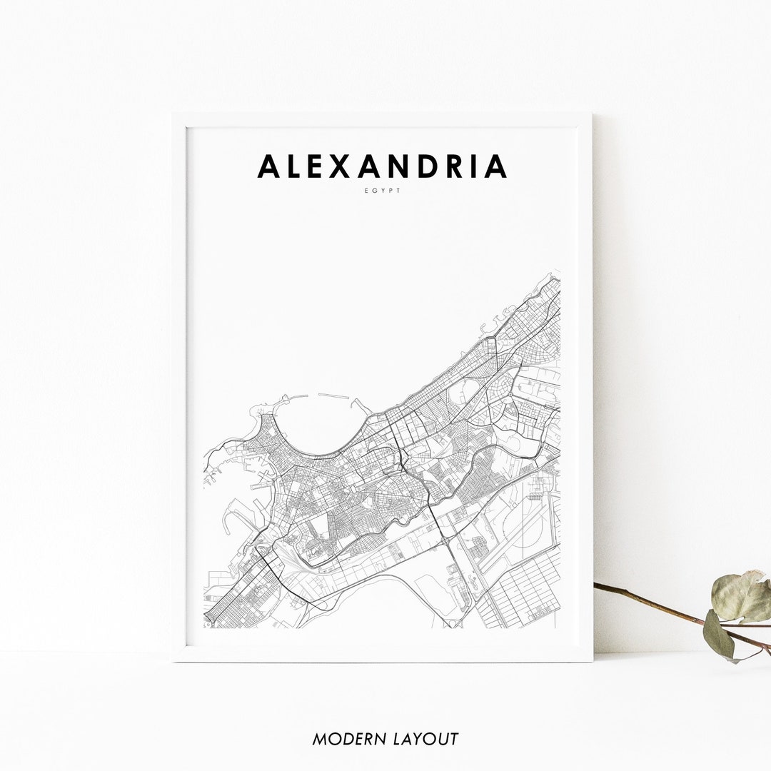 Alexandria Egypt Map Print, Map Art Poster, الإسكندرية Arab Africa City ...