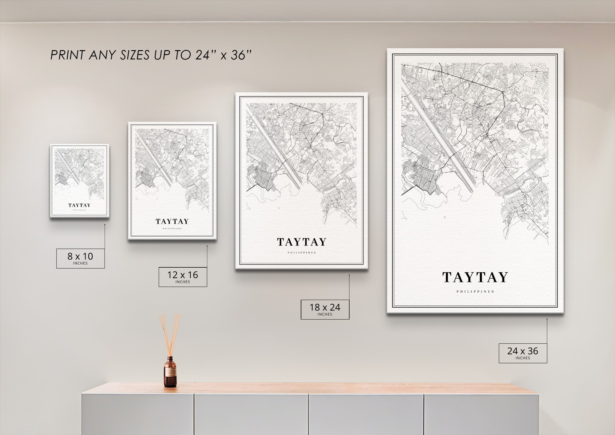 Taytay Philippines Map Print, Map Art Poster, Bayan Ng Taytay Rizal ...