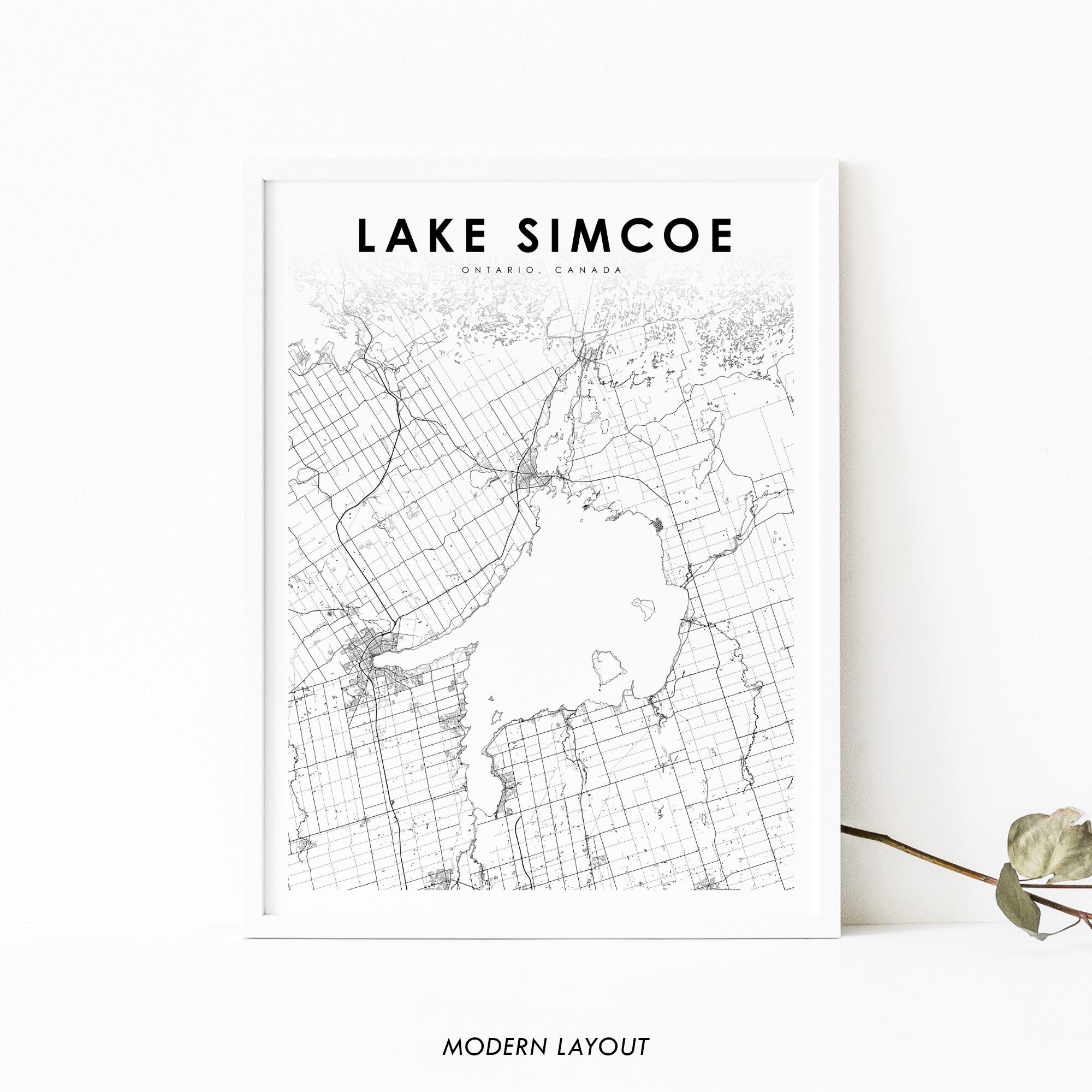 Lake Simcoe Ontario Map Print ON Canada Map Art Poster - Etsy Canada