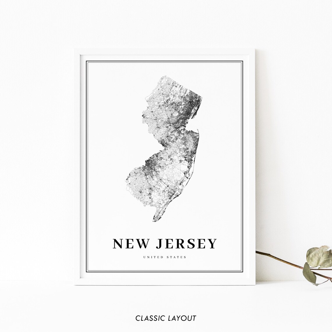 New Jersey Map Print State Road Map Print NJ USA United | Etsy