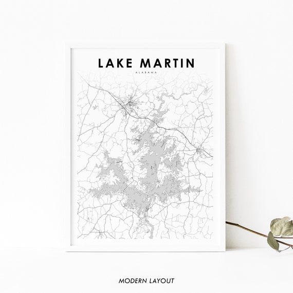 Lake Martin AL Map Print Alabama USA Map Art Poster - Etsy