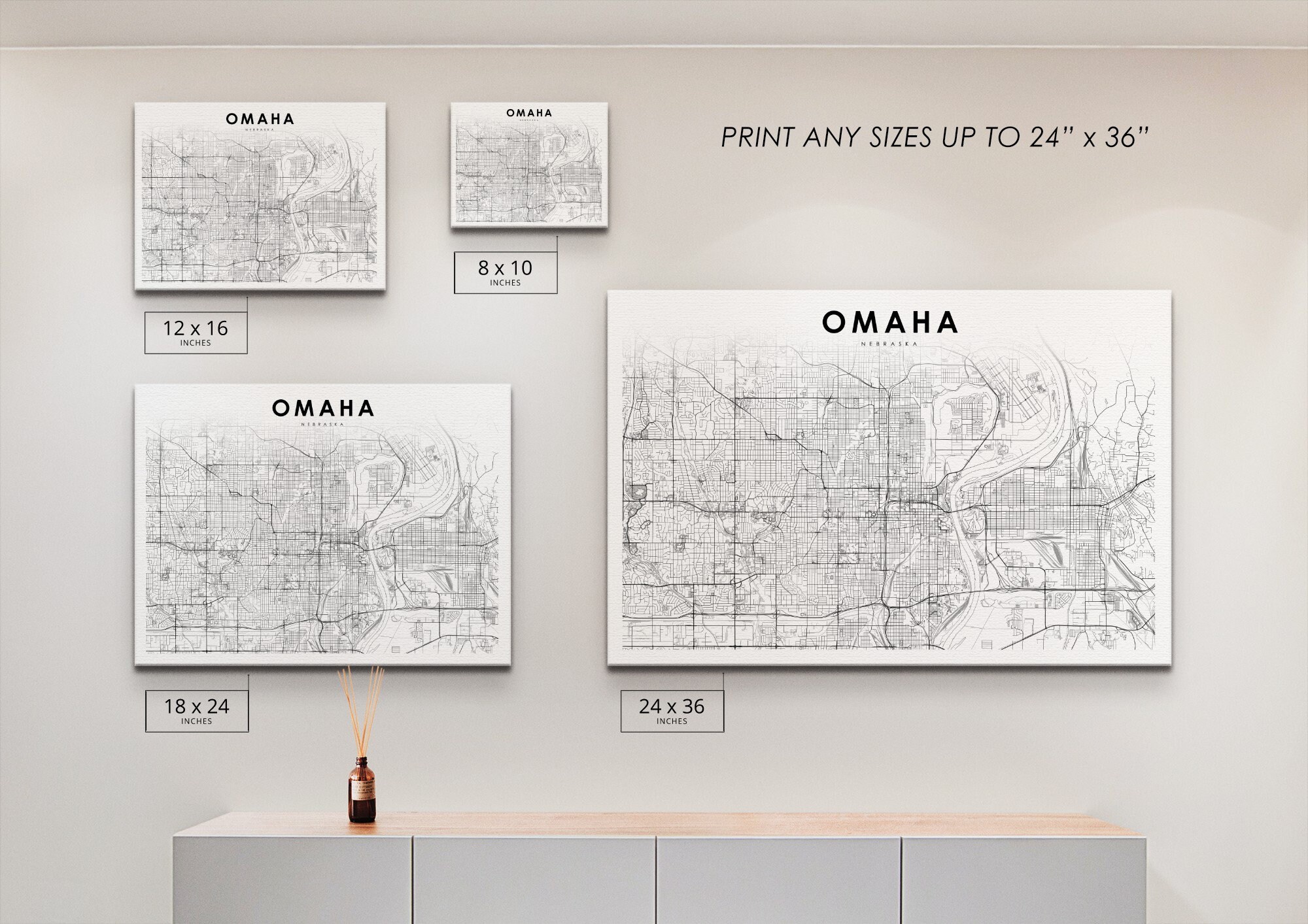 Omaha NE Map Print Nebraska USA Map Art Poster Douglas | Etsy