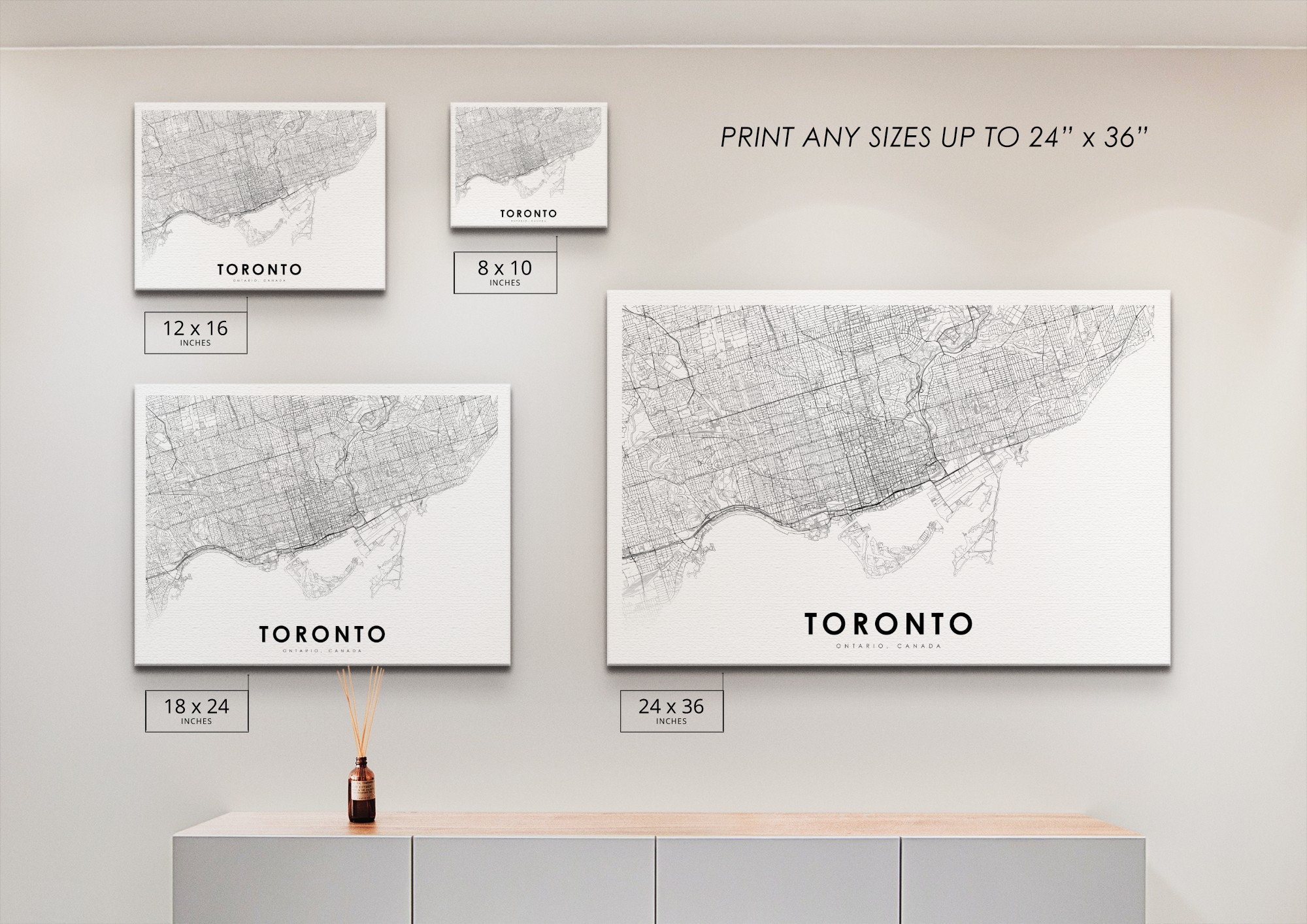 Toronto Ontario Map Print ON Canada Map Art Poster City - Etsy