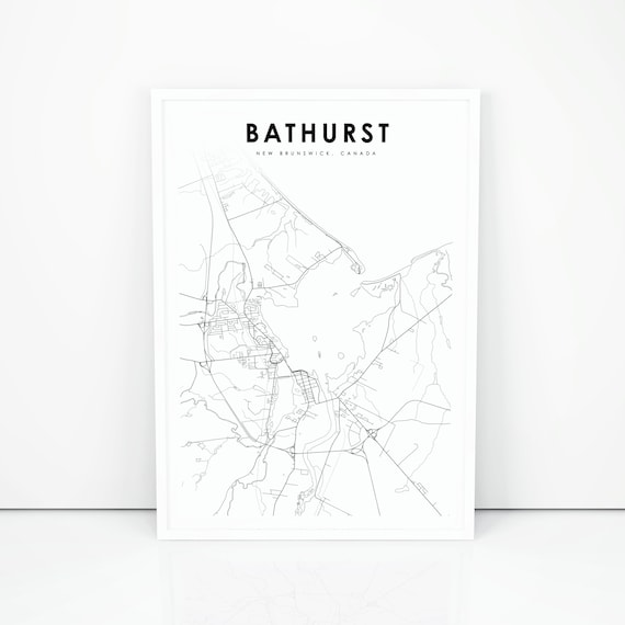Bathurst New Brunswick Map Print NB Canada Map Art Poster | Etsy