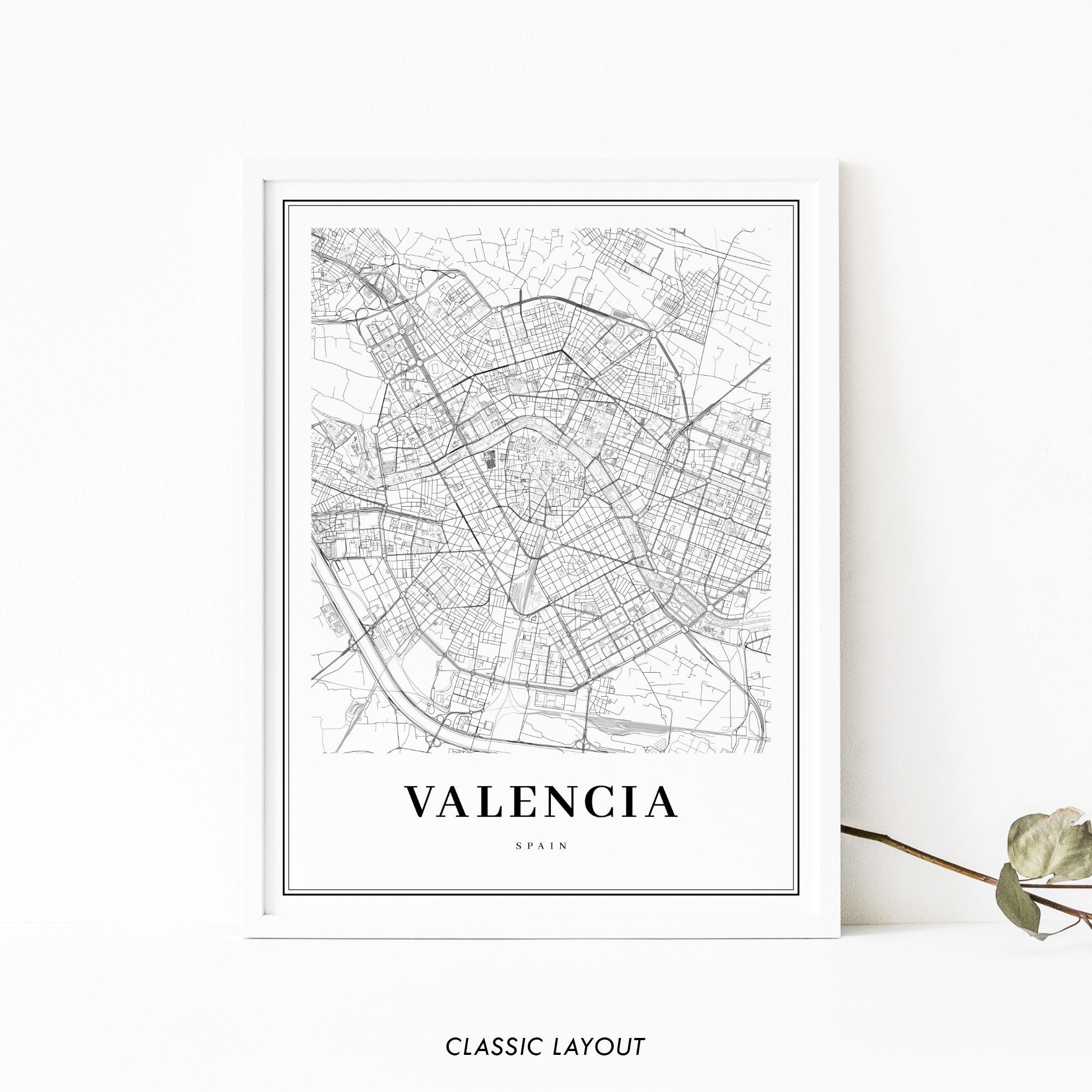 Downtown Valencia Spain Map Print Map Art Poster València | Etsy