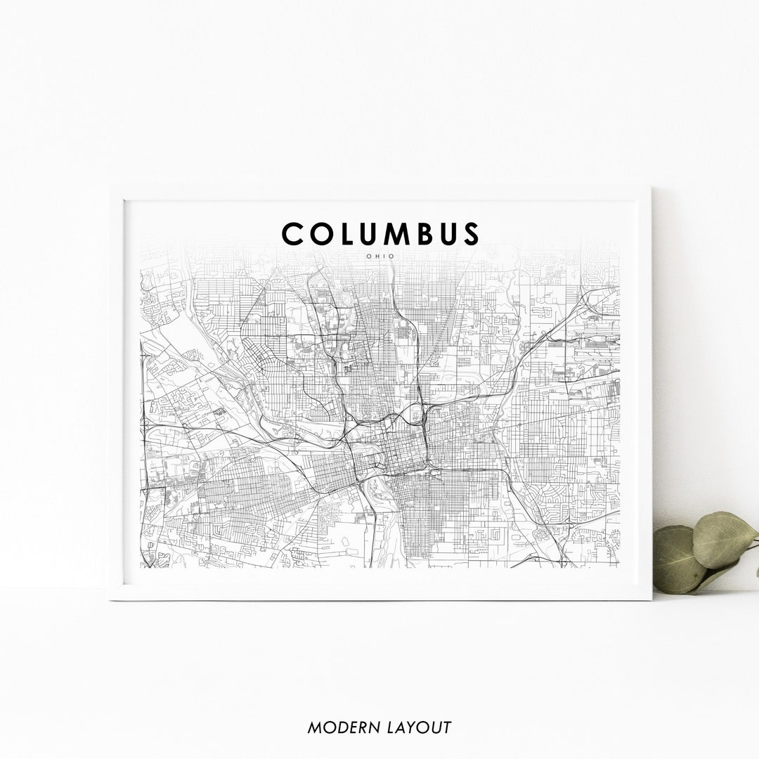 Columbus OH Map Print, Ohio USA Map Art Poster, City Street Road Map ...