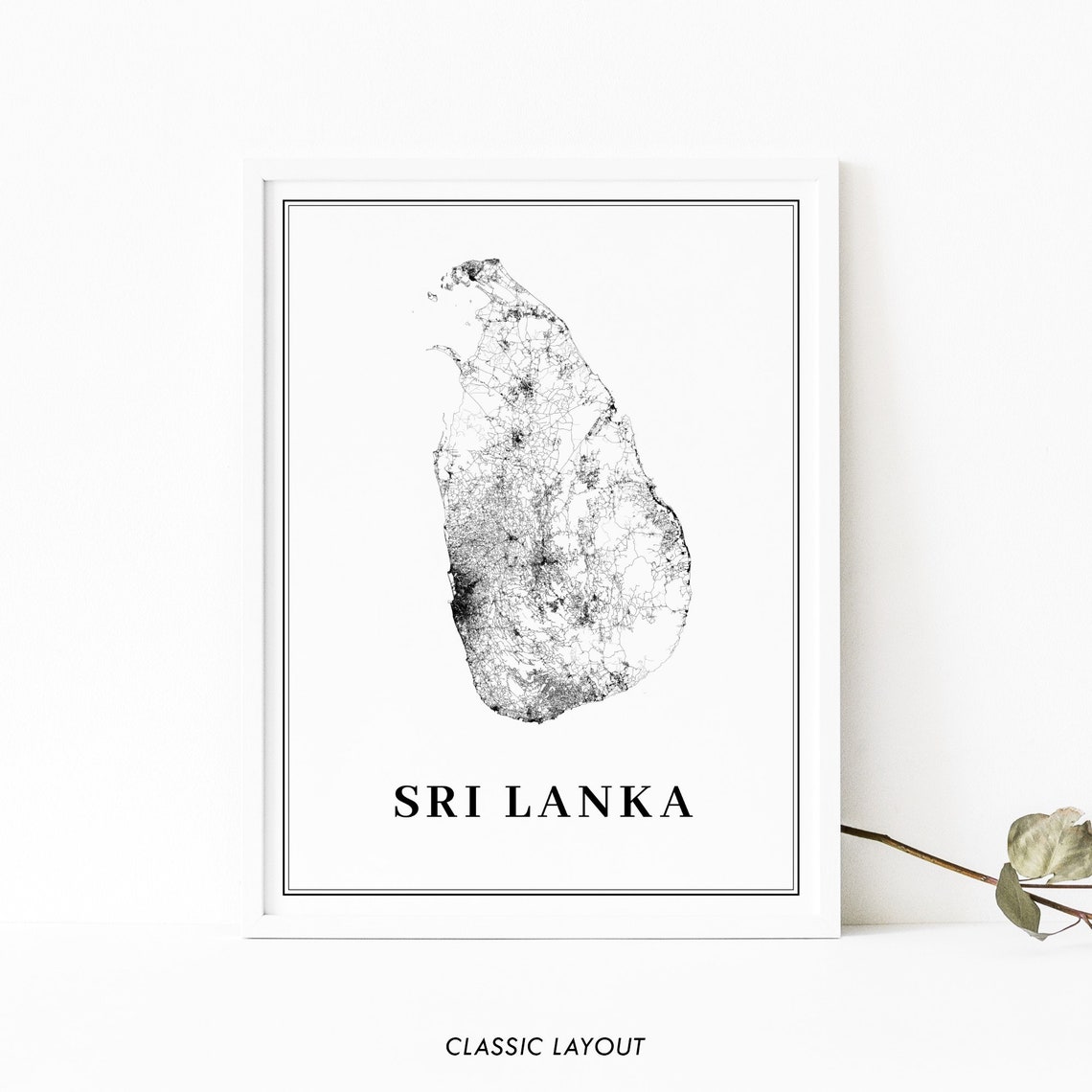 Sri Lanka Map Print, Sri Lanka Road Map Poster, Sri Jayawardenepura ...