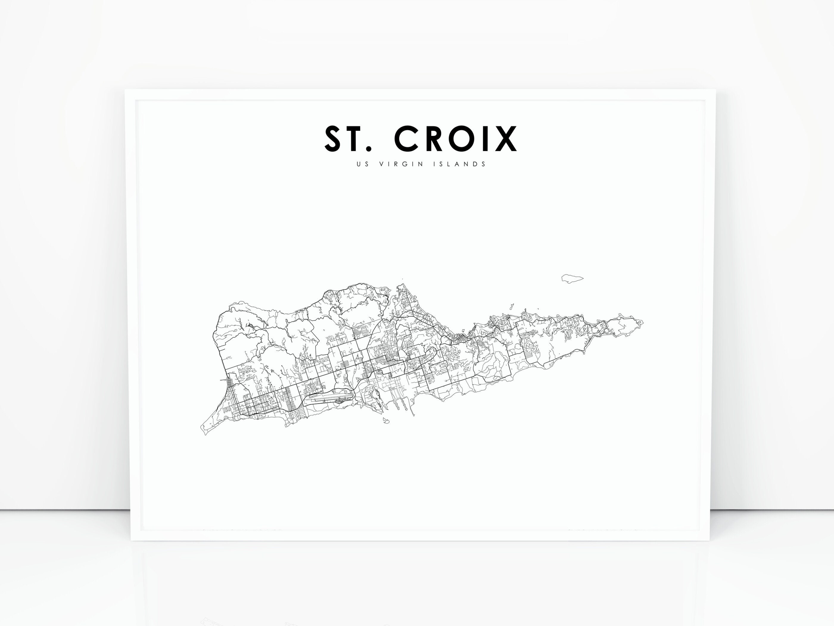St. Croix US Virgin Islands Map Print Saint Croix USVI Road | Etsy