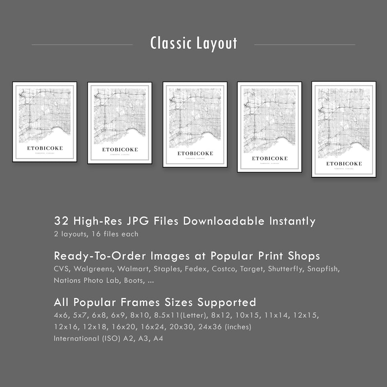 Etobicoke Toronto Map Print Ontario ON Canada Map Art Poster | Etsy