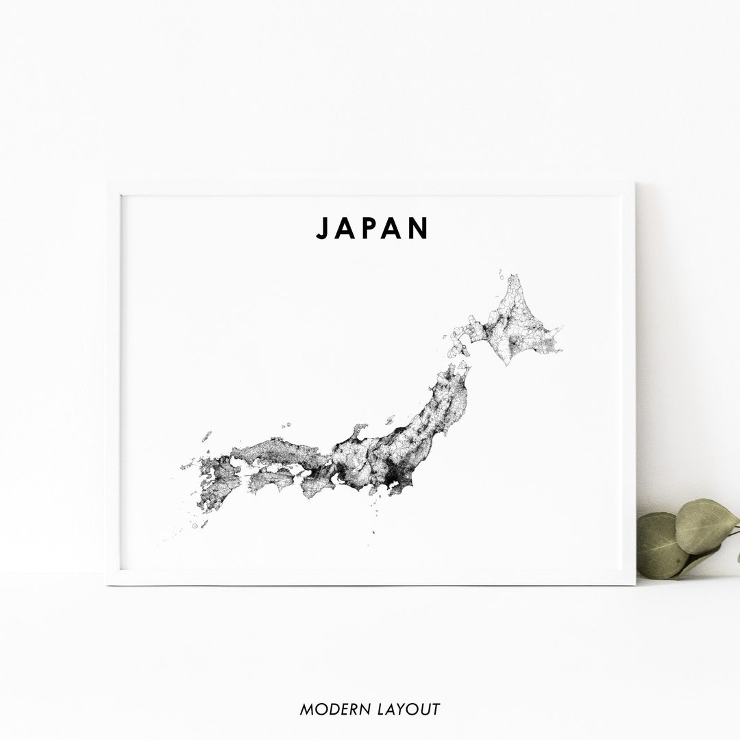 Japan Map Print, Country Road Map Poster, 日本 日本国 Tokyo Map Art, Nursery ...