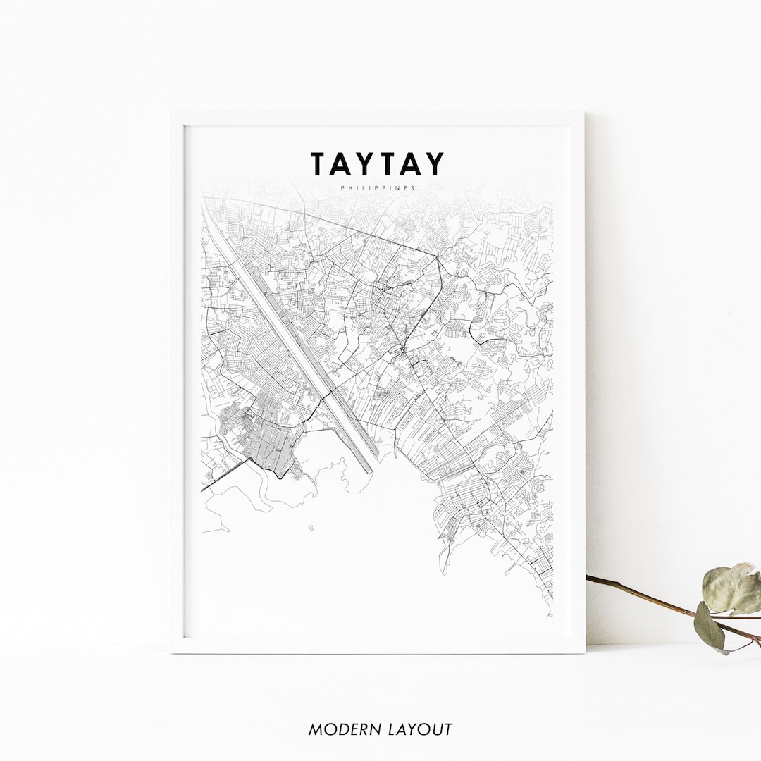 Taytay Philippines Map Print, Map Art Poster, Bayan Ng Taytay Rizal ...