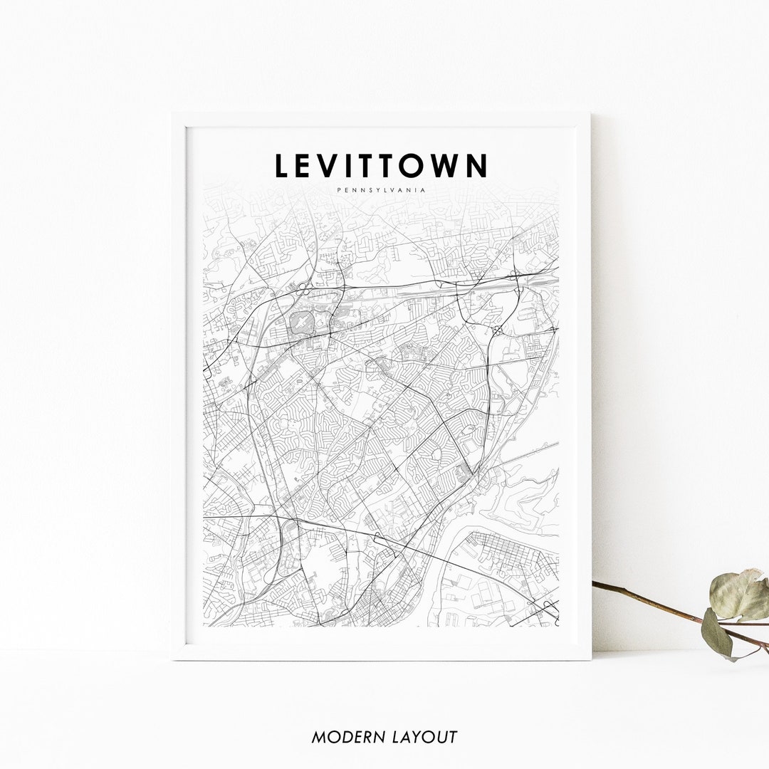 Levittown PA Map Print, Pennsylvania USA Map Art Poster, Bucks County ...