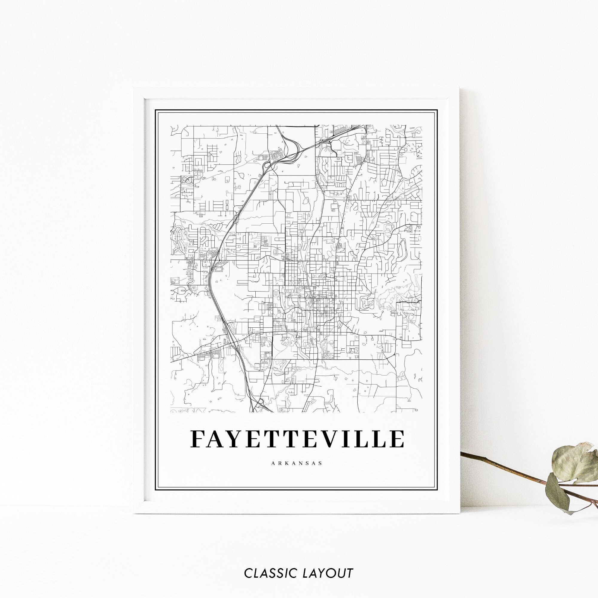 Fayetteville AR Map Print Arkansas USA Map Art Poster City - Etsy