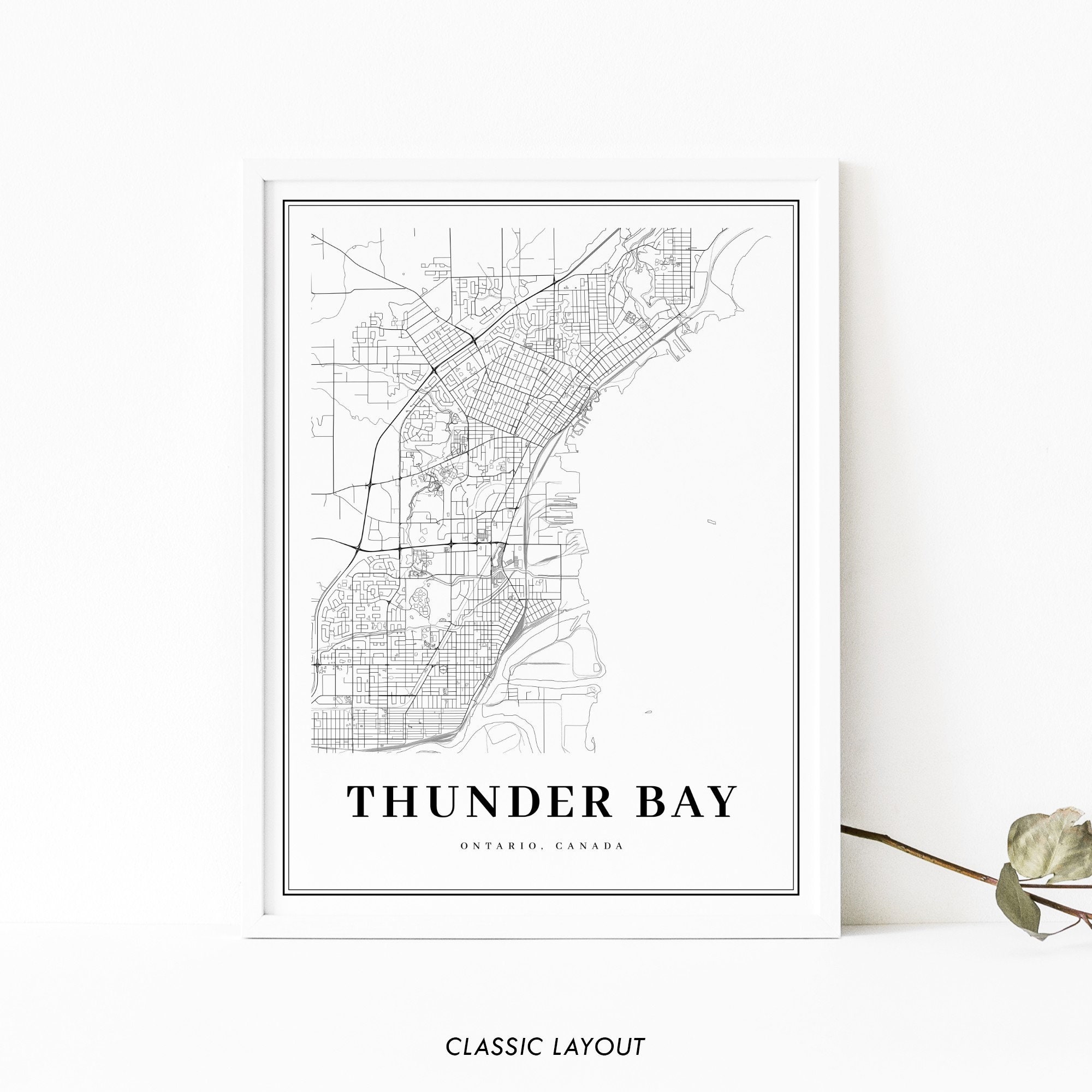 Thunder Bay Ontario Map Print, ON Canada Map Art Poster, City Street ...