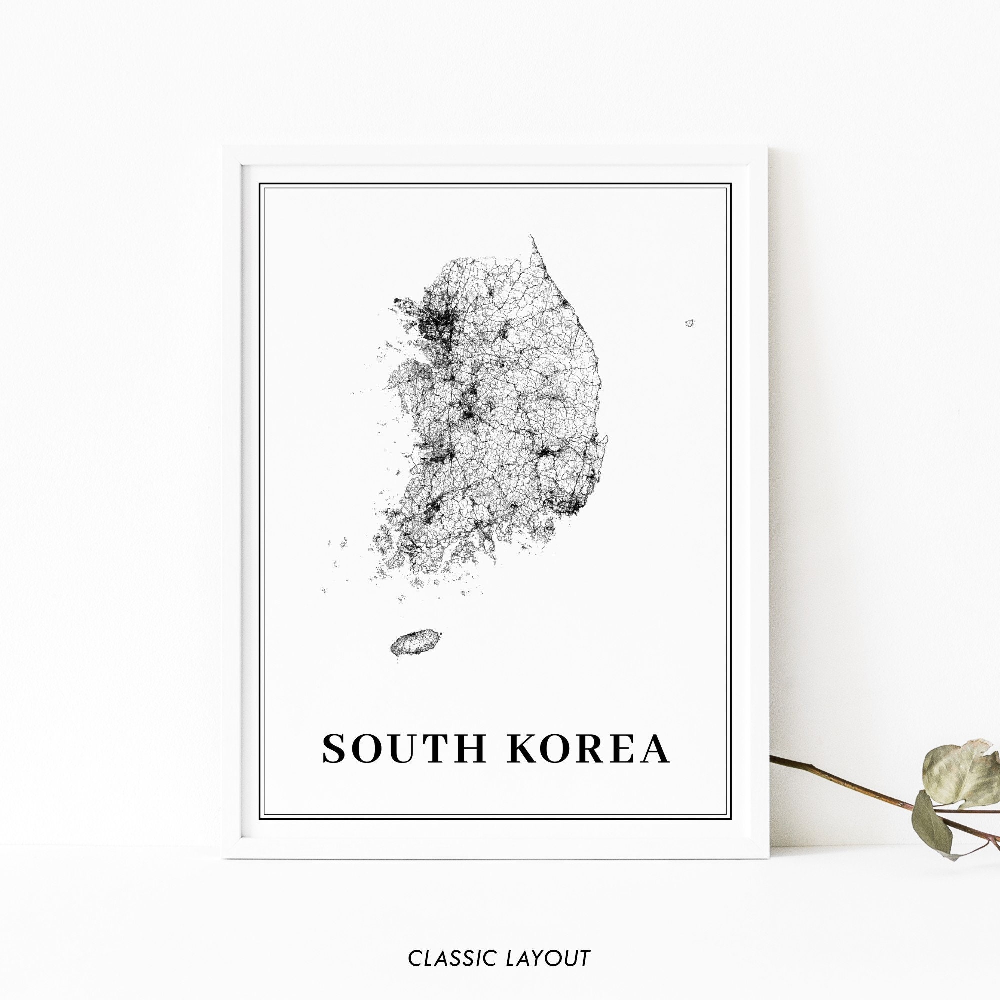 South Korea Map Print, Road Map Poster, 韓國 大韓民國 南韓 한국 대한민국 남한 지도 Map ...